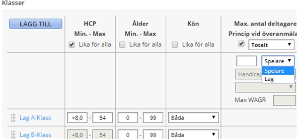 Hantering av Max antal i Lagtävling - GIT
