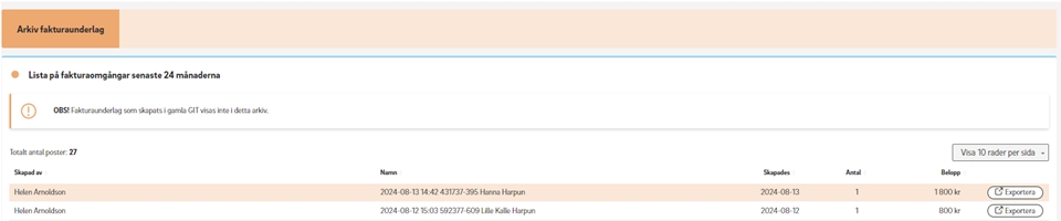 Arkiv fakturaunderlag - GIT